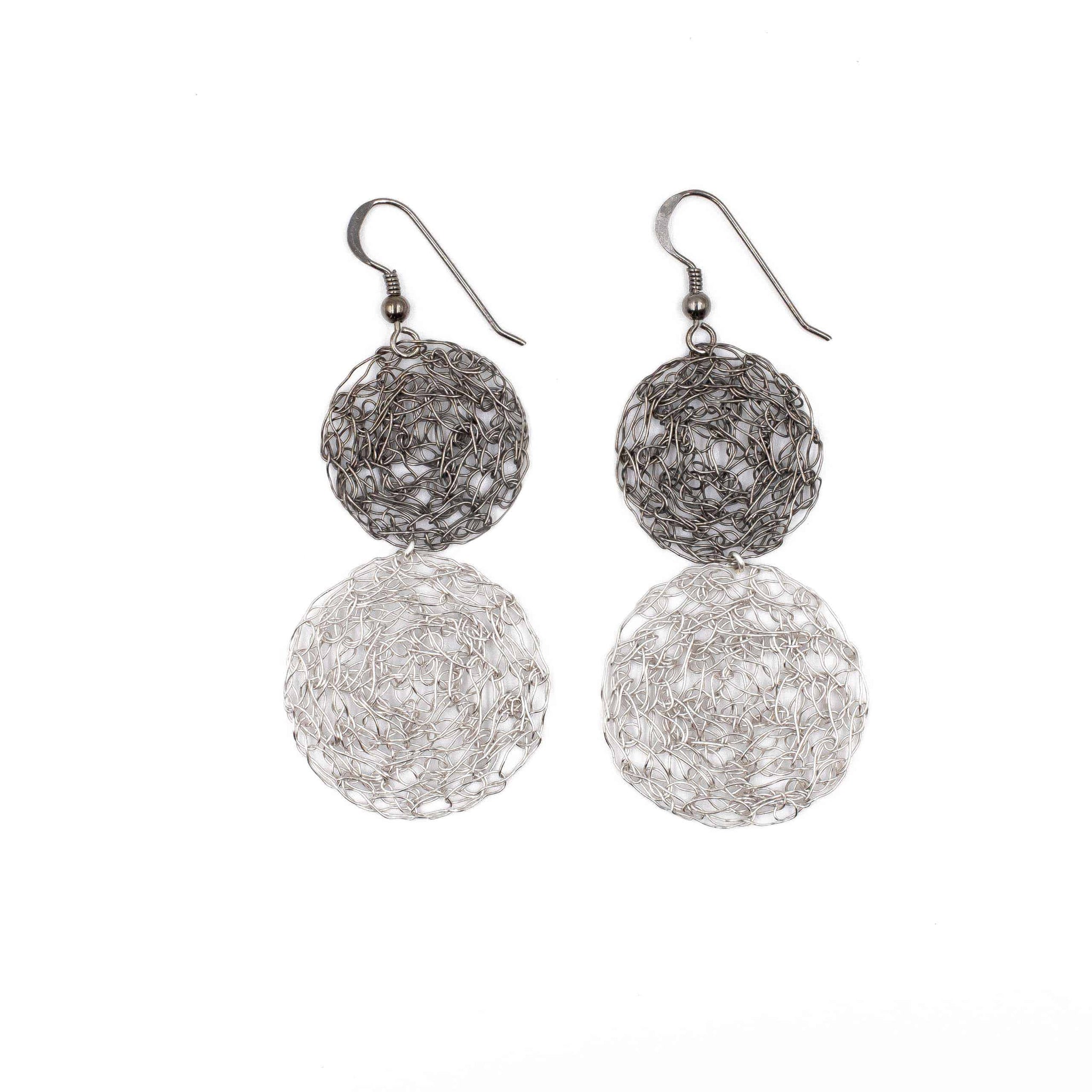 Black Rhodium and Platinum Disc earrings - Maria Glezelli | Designer ...