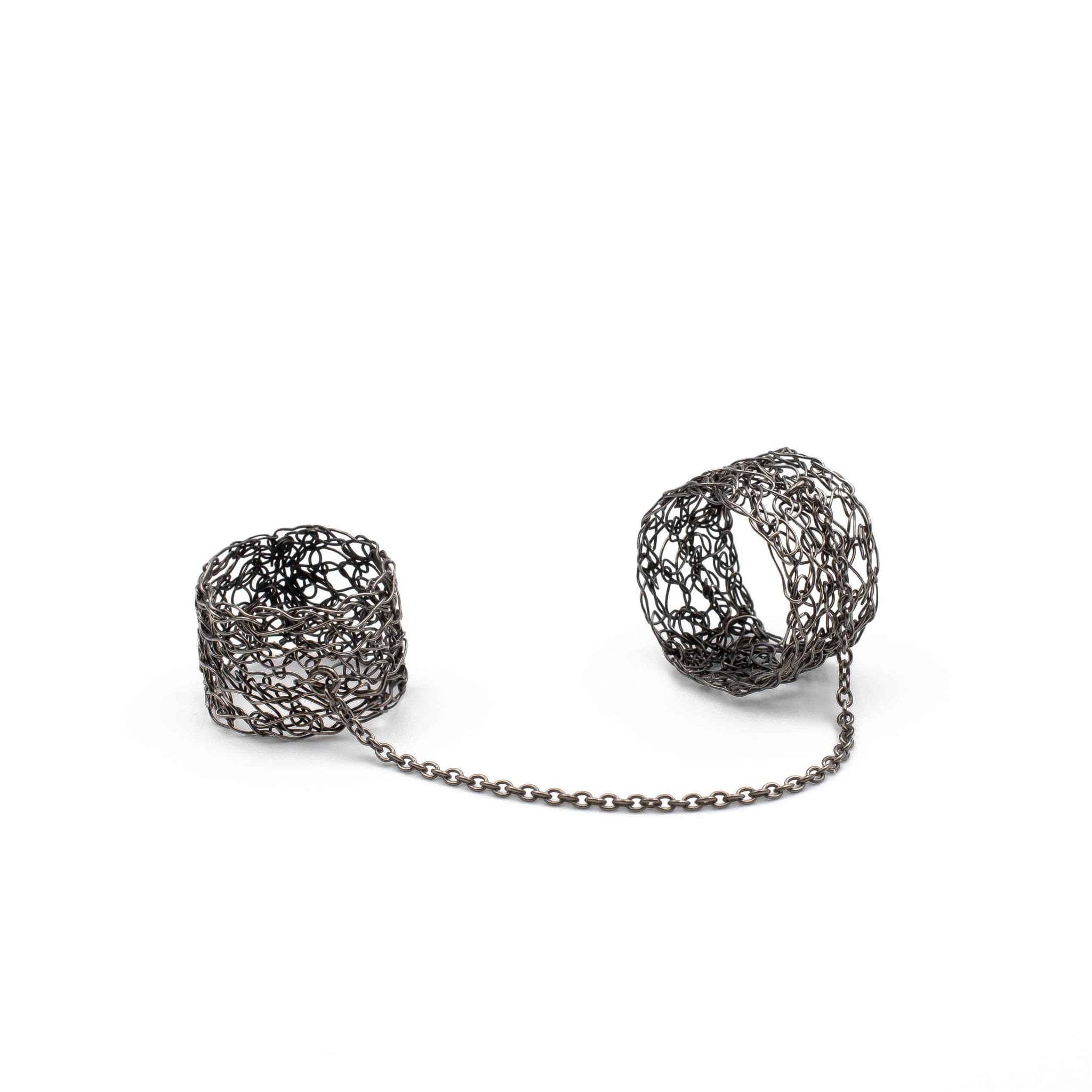 Black Rhodium Double Finger Bond Rings - Maria Glezelli | Designer Fine ...